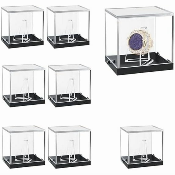 8 PCS Clear Acrylic Championship Ring Display Case with Stand, 2.17 ...