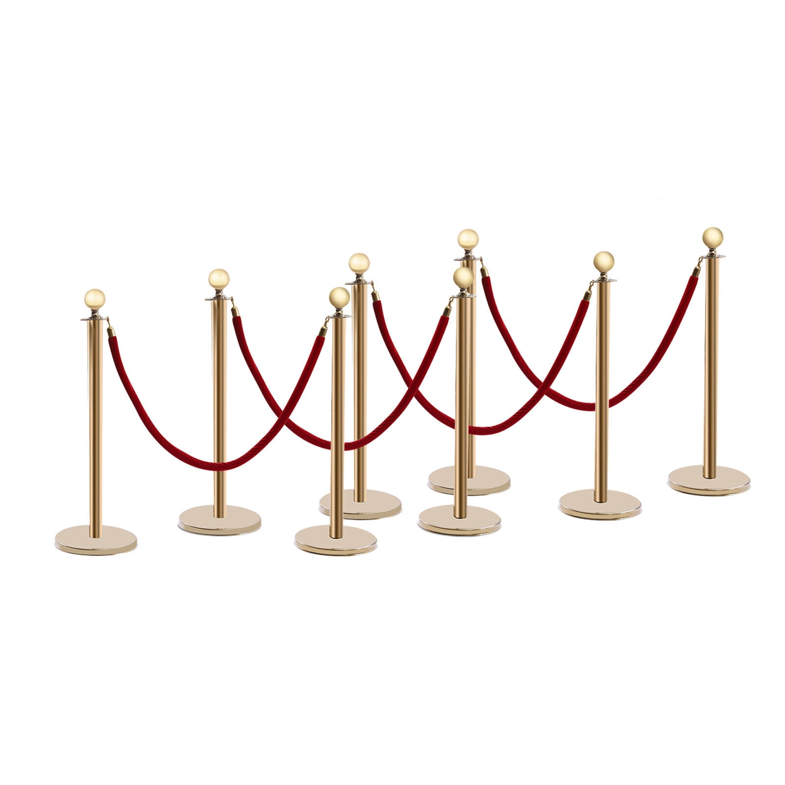 8 PCS Gold Stanchion Posts Set with Red Velvet Rope for Crowd Control ...
