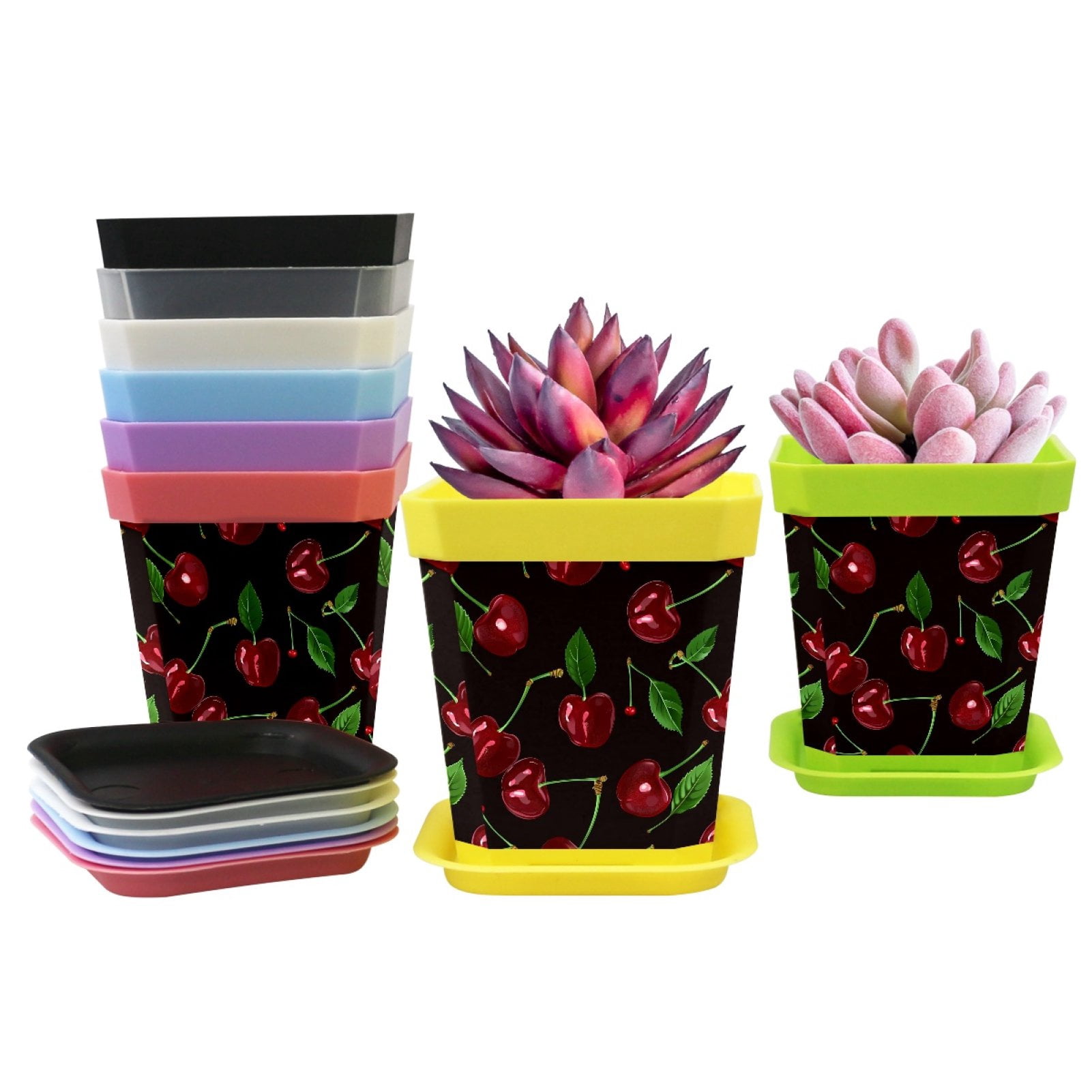 8 Pcs Decorative Flower Pots,Cherry Fruit Berry Small Plastic Plant ...