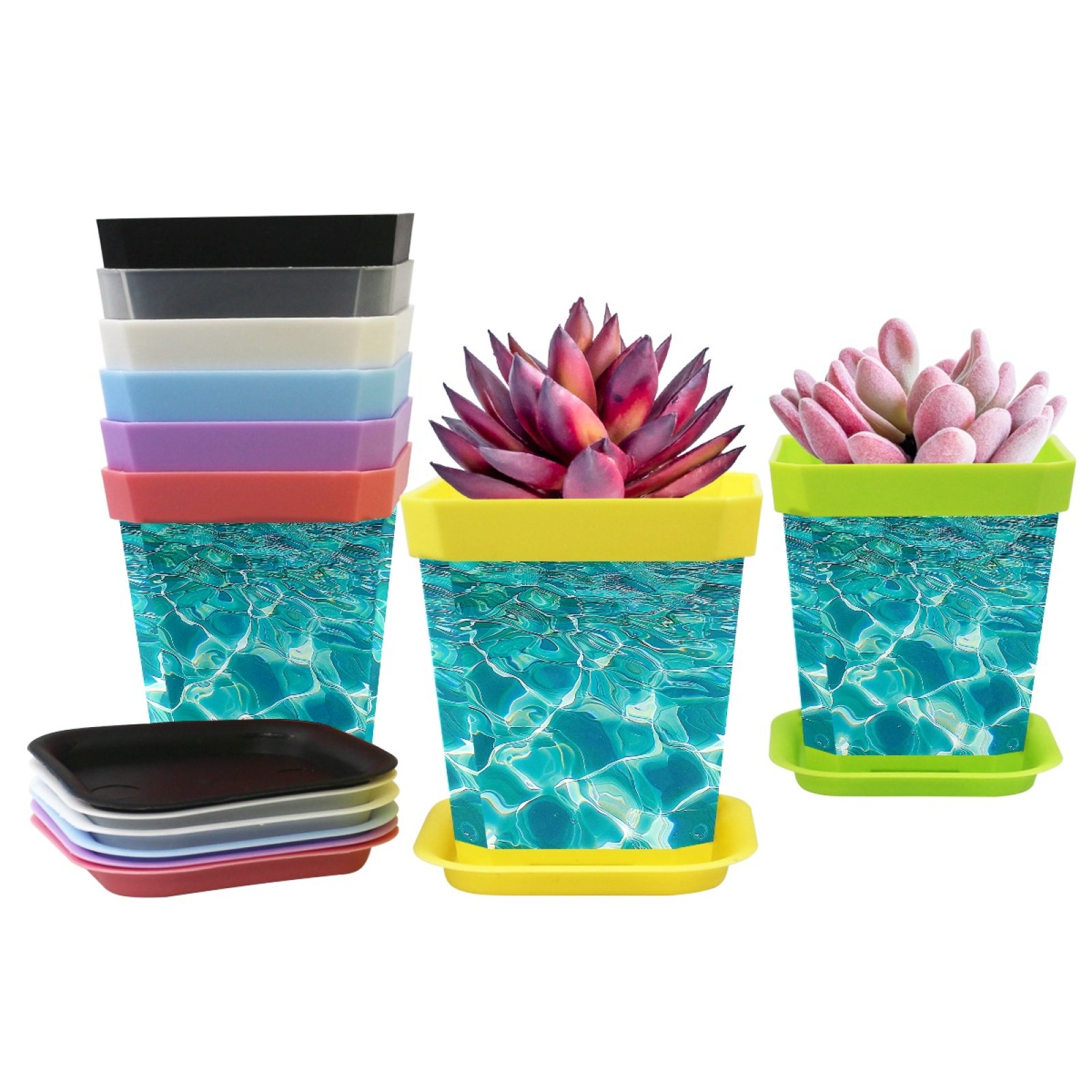 8 Pcs Decorative Flower Pots,Clean Water Small Plastic Plant Pots ...