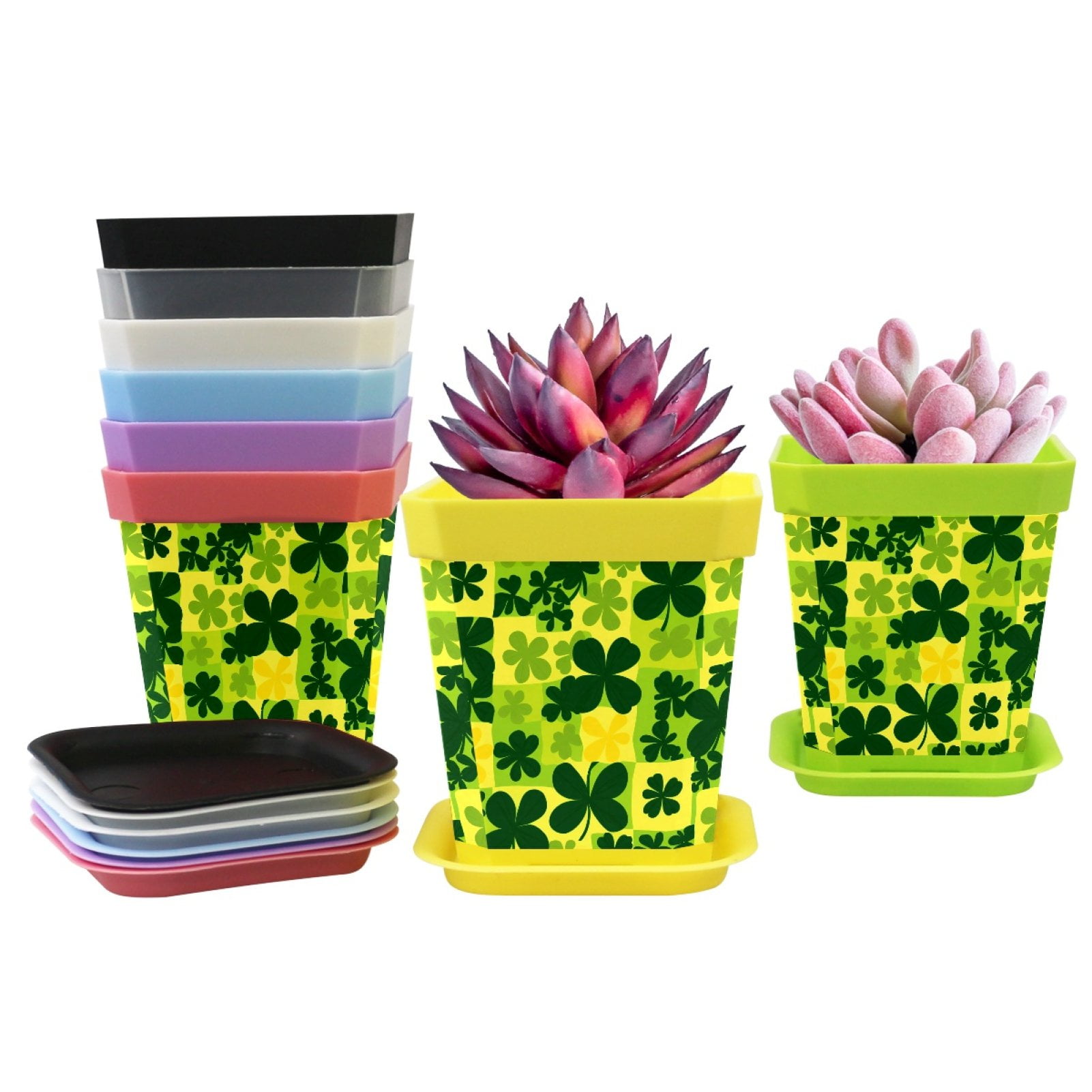 8 Pcs Decorative Flower Pots,Clover Leaves Small Plastic Plant Pots ...