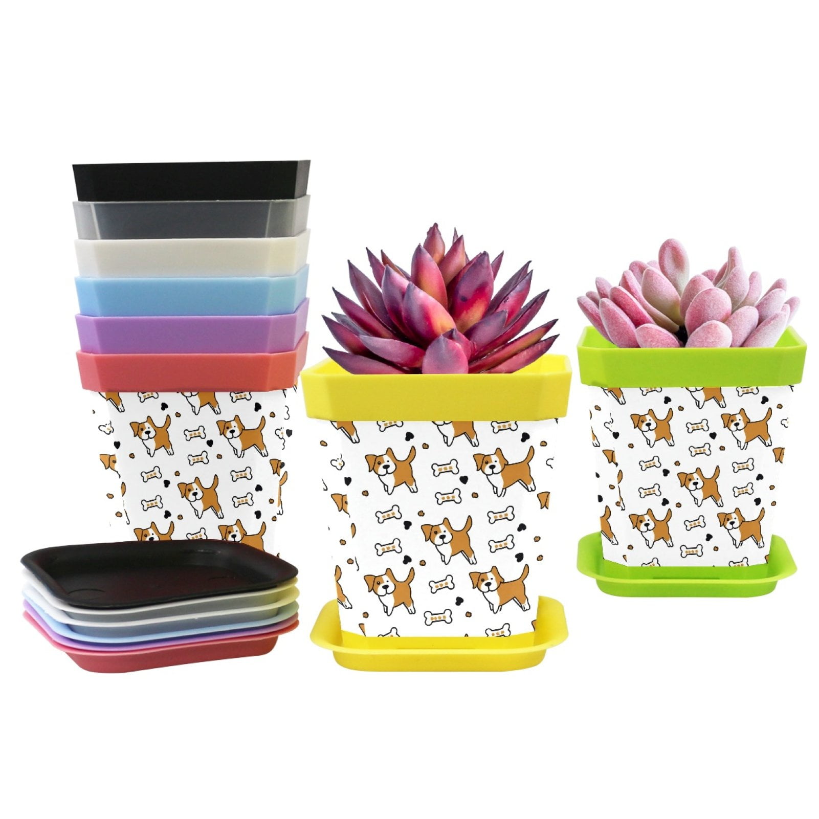 8 Pcs Decorative Flower Pots,Dog Bone Small Plastic Plant Pots,Planter ...