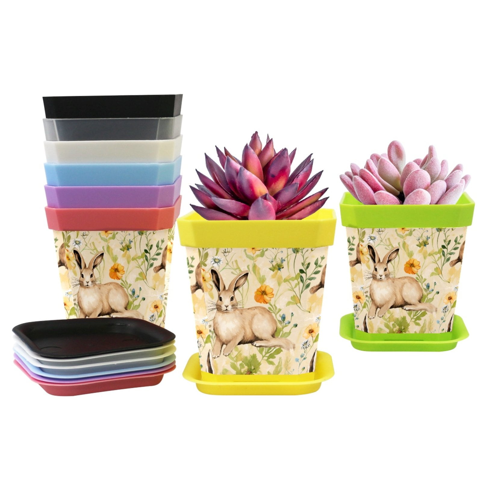 8 Pcs Decorative Flower Pots,Easter Bunny Small Plastic Plant Pots ...