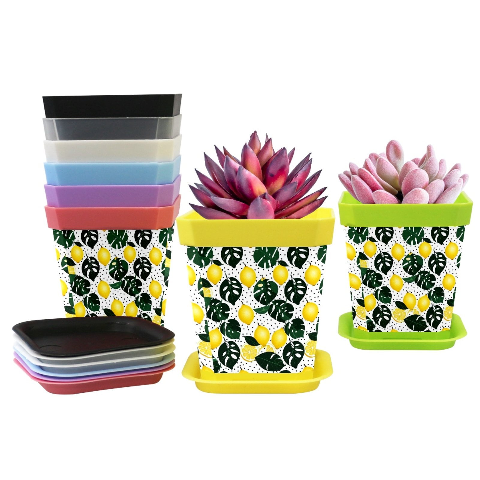 8 Pcs Decorative Flower Pots,Fruit Summer Lemon Small Plastic Plant ...