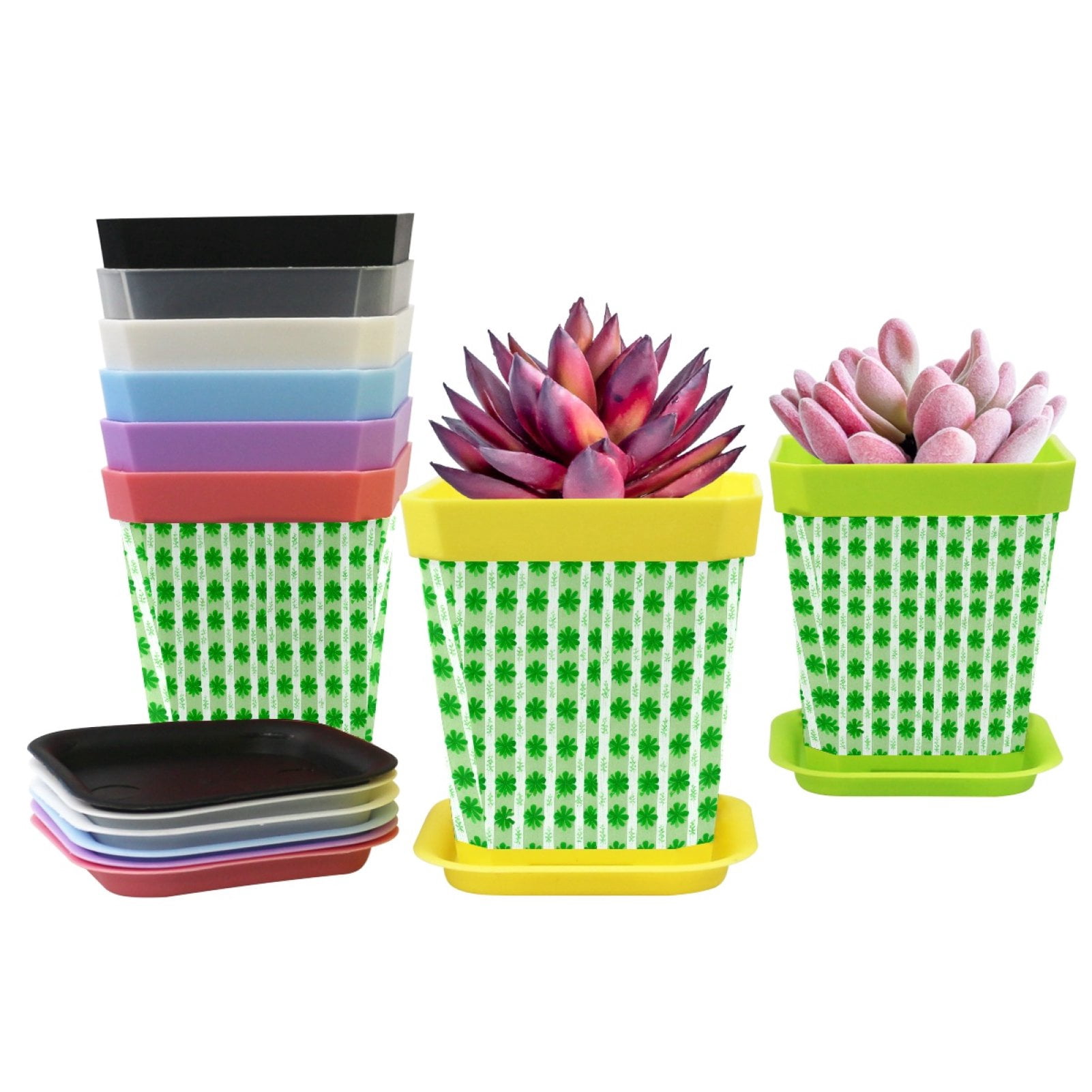 8 Pcs Decorative Flower Pots,Green Saint Patrick's Day Lucky Small ...