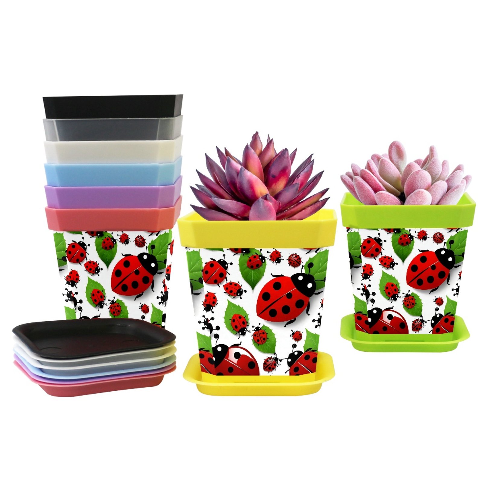 8 Pcs Decorative Flower Pots,Insect Leaf Small Plastic Plant Pots ...