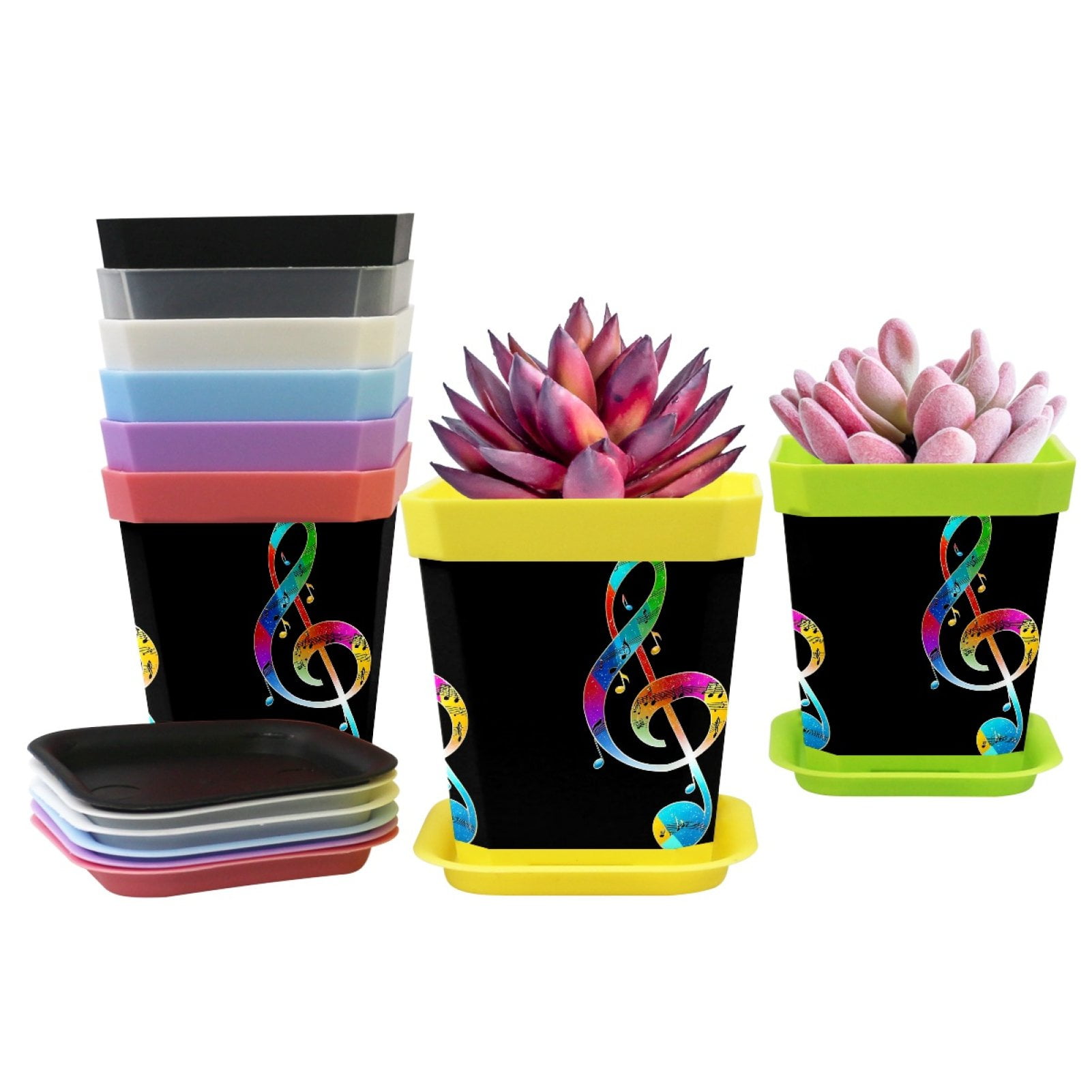 8 Pcs Decorative Flower Pots,Musical Notes Small Plastic Plant Pots ...
