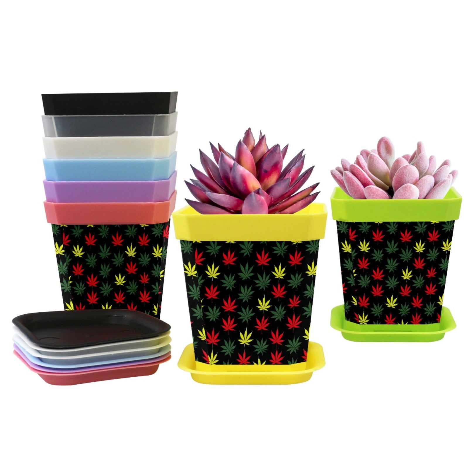 8 Pcs Decorative Flower Pots,Palm Leaf Small Plastic Plant Pots,Planter ...