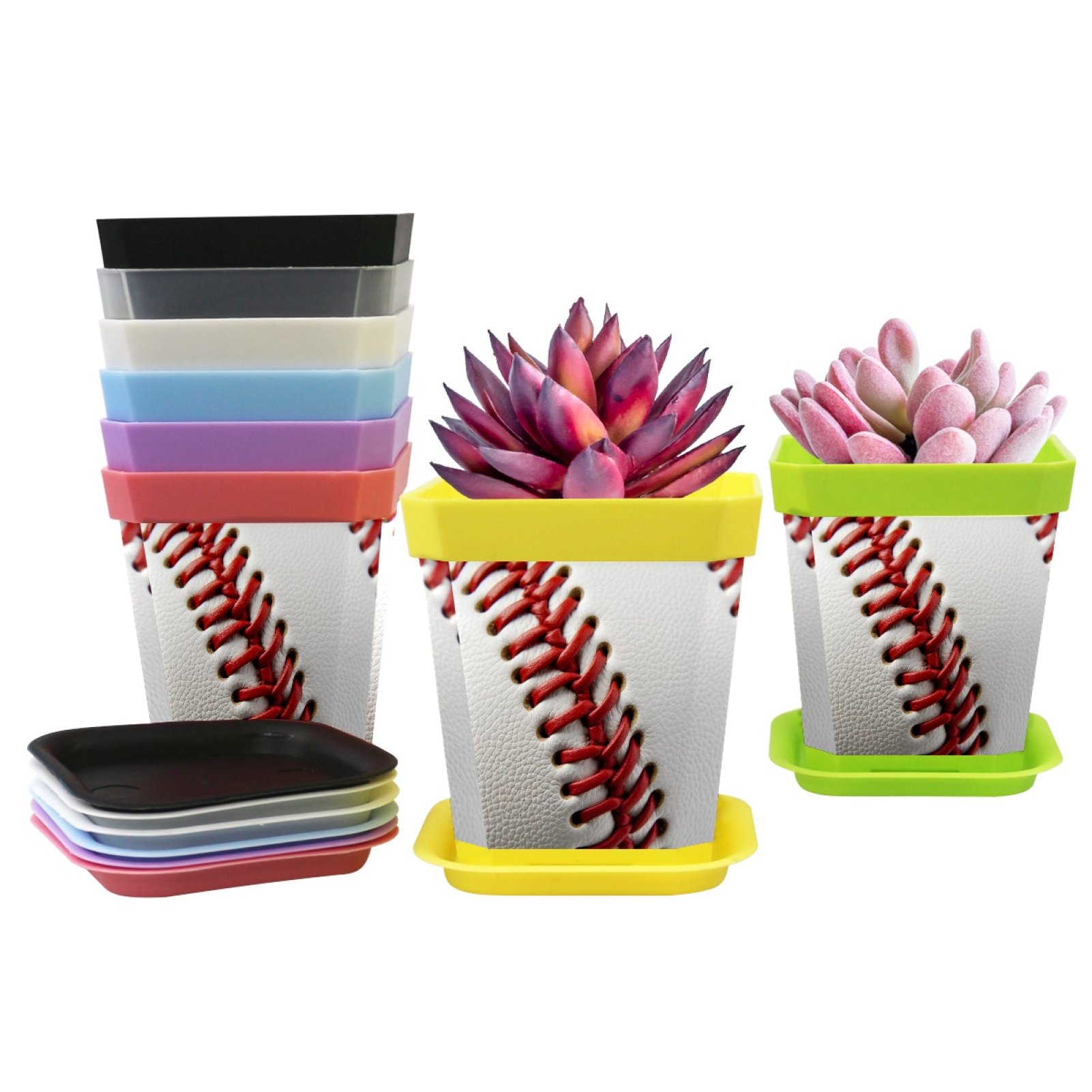 8 Pcs Decorative Flower Pots,Sport Baseball Small Plastic Plant Pots ...