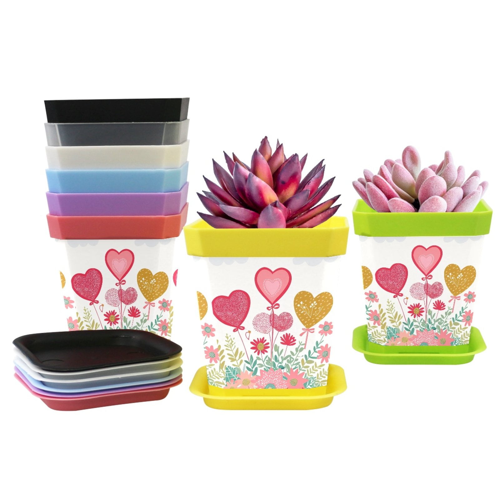 8 Pcs Decorative Flower Pots,Spring Flower Love Balloon Small Plastic ...