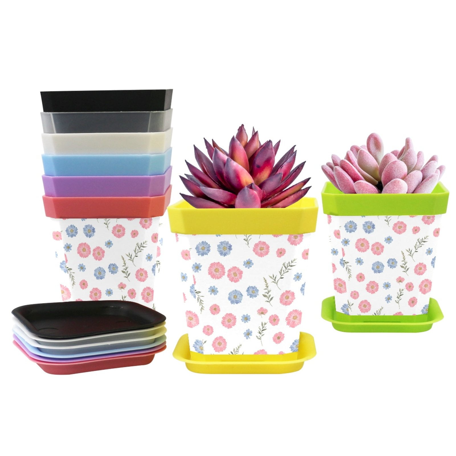 8 Pcs Decorative Flower Pots,Spring Flowers Small Plastic Plant Pots ...