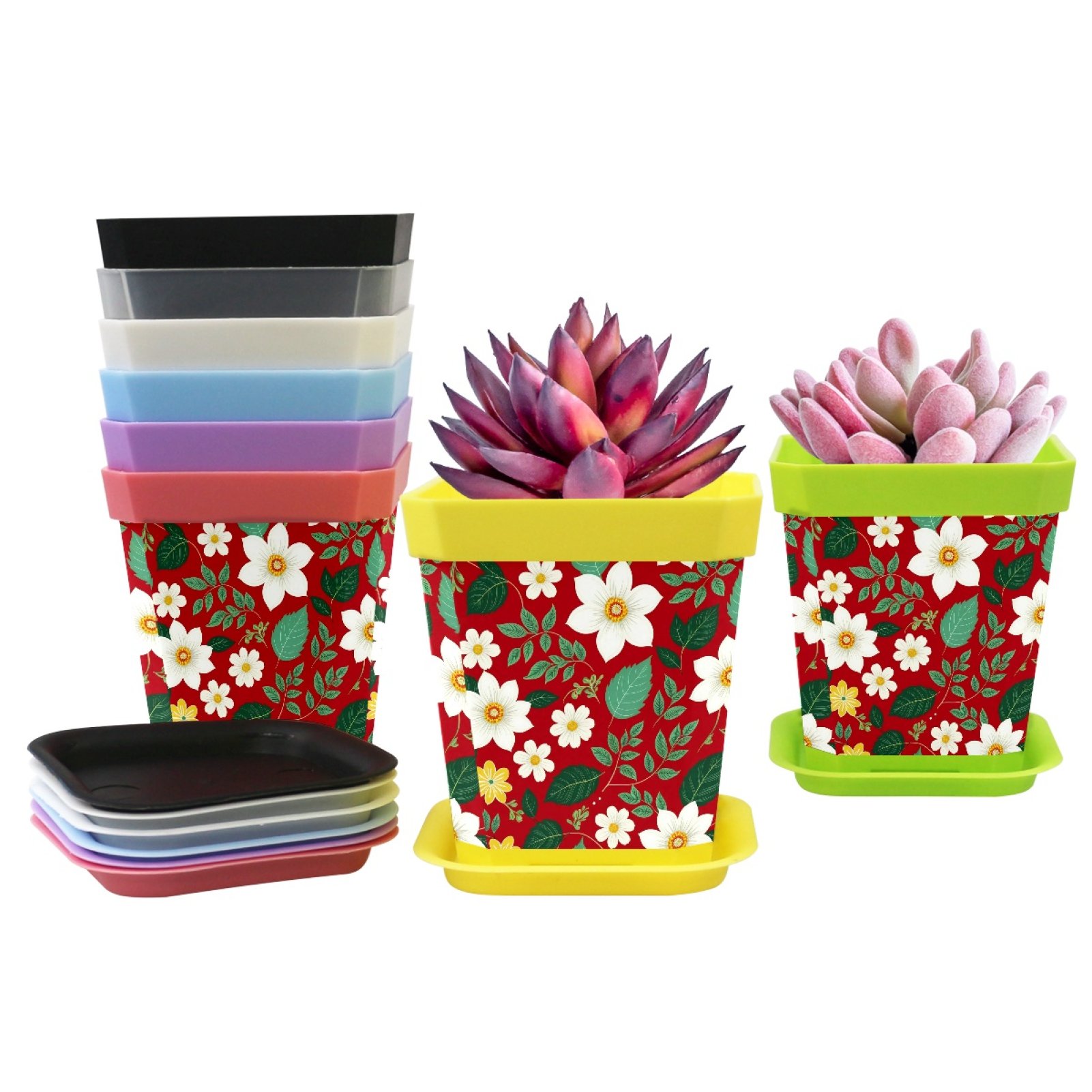 8 Pcs Decorative Flower Pots,Spring Flowers Small Plastic Plant Pots ...