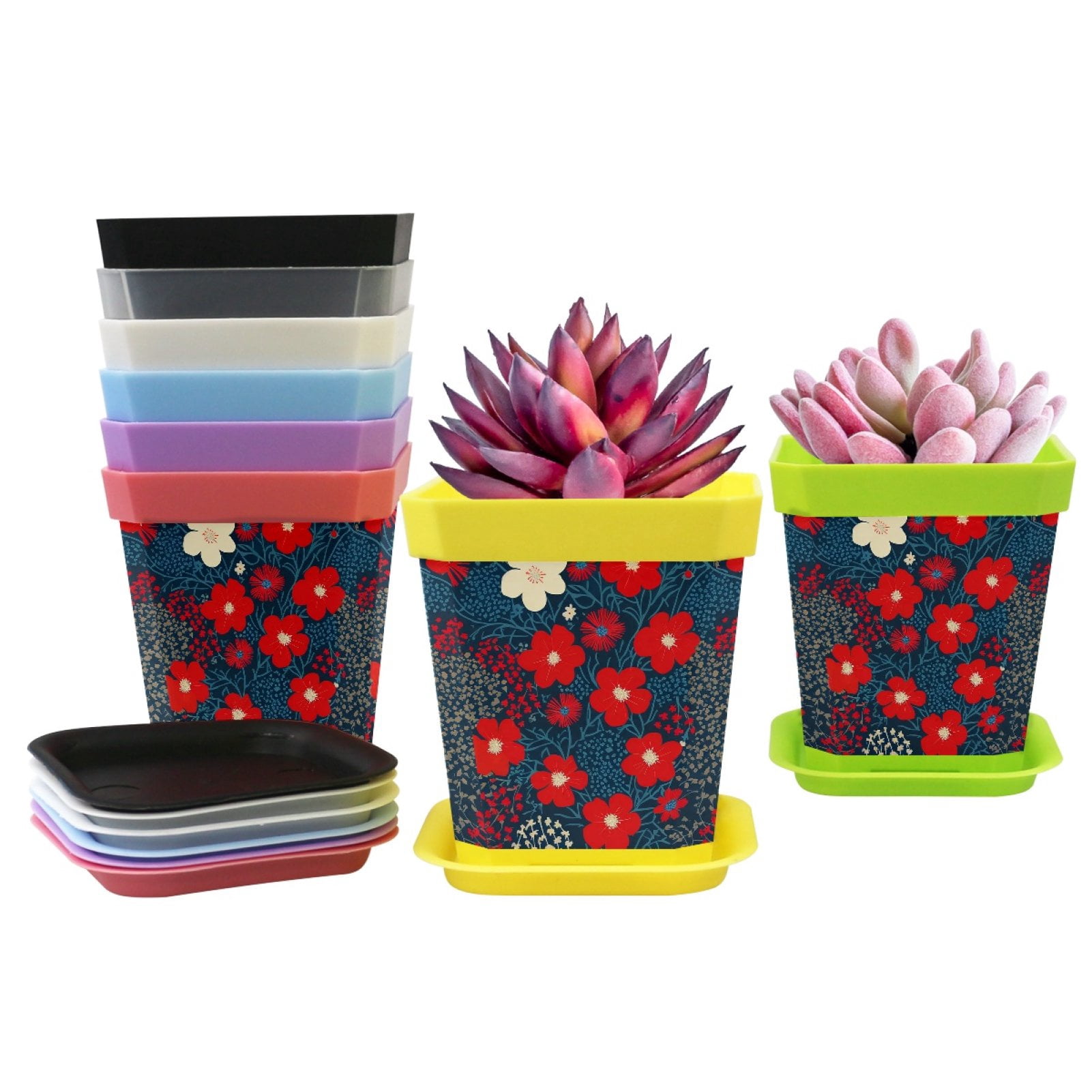 8 Pcs Decorative Flower Pots,Tropical Flower Small Plastic Plant Pots ...