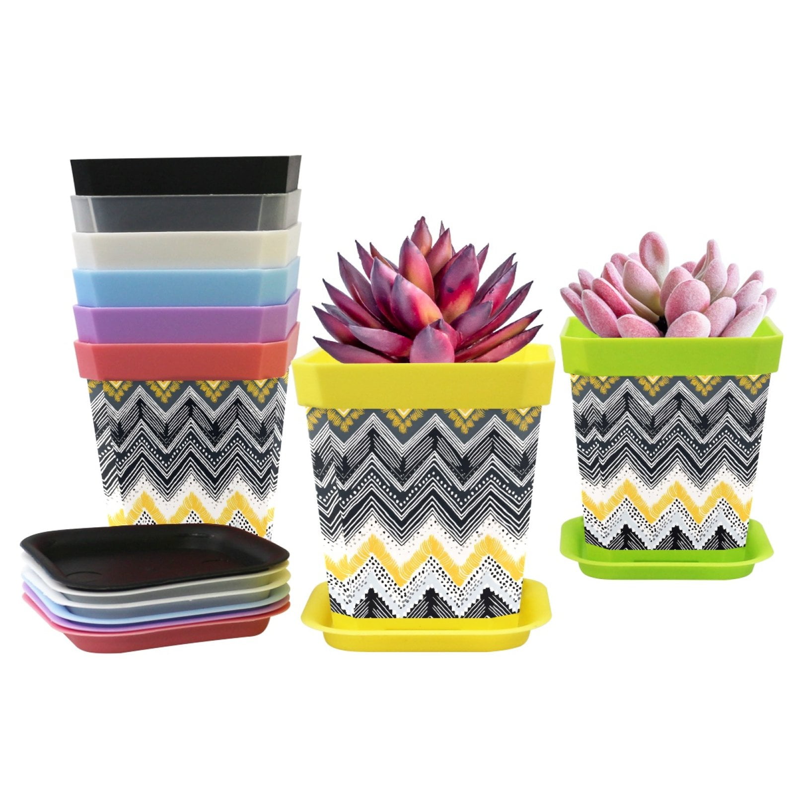 8 Pcs Decorative Flower Pots,Wave Pattern Small Plastic Plant Pots ...