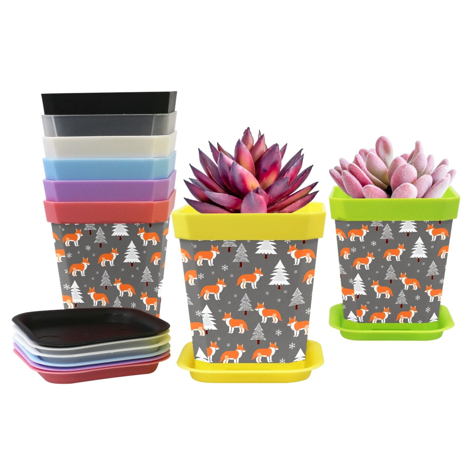 8 Pcs Decorative Flower Pots,Winter Fox Small Plastic Plant Pots ...