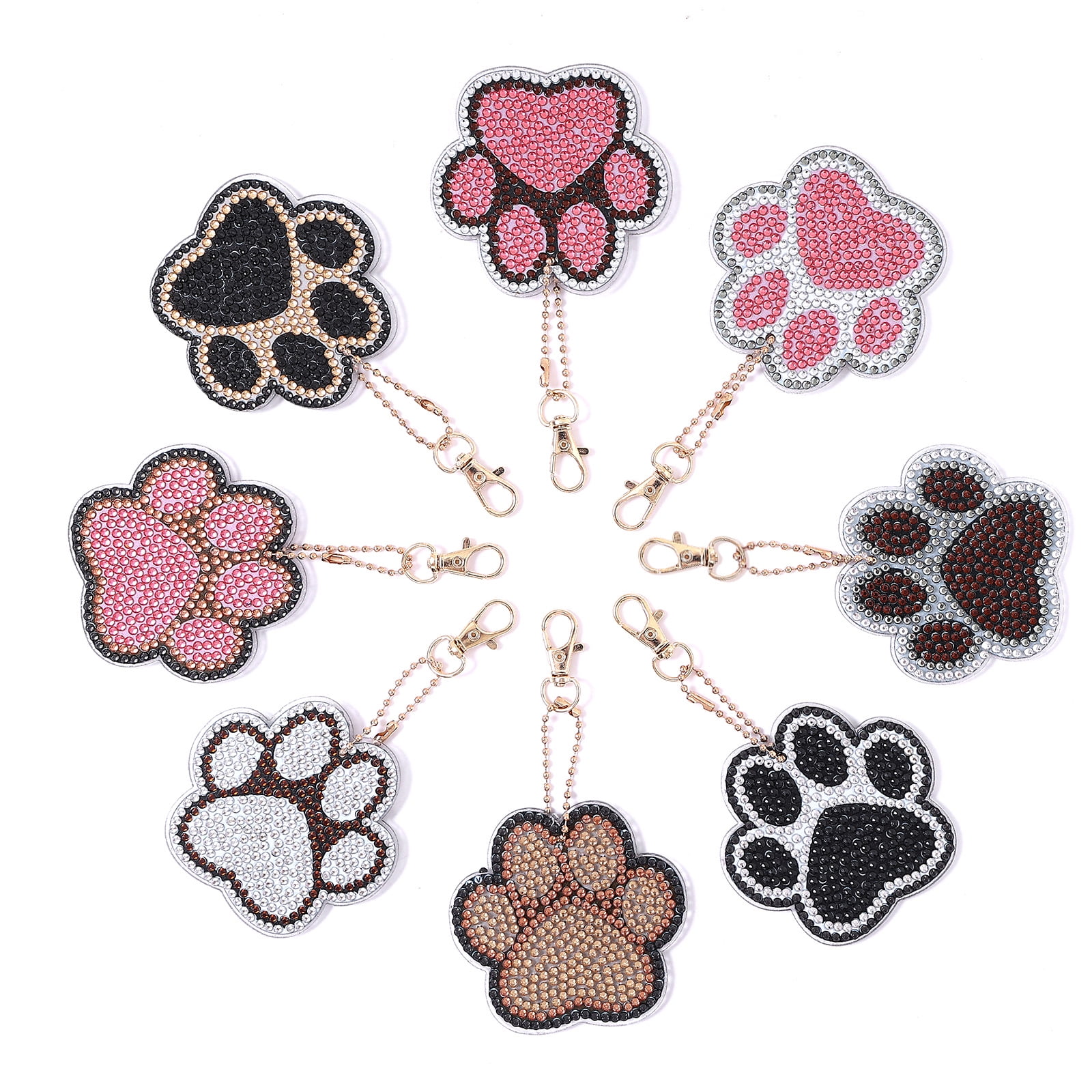 8 PCS Diamond Art Painting Keychains Kits for Adult Kids Claws Double ...