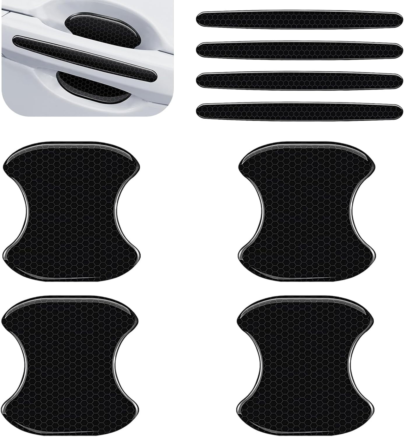 8 PCS Door Handle Protection Stickers, Carbon Fiber Door Bowl Anti ...