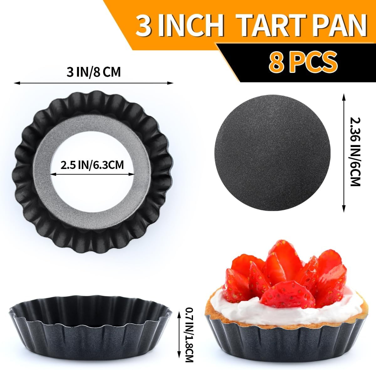 8 PCS Egg Tart Pans - Nonstick Mini Tart Shells - Durable and Reusable ...