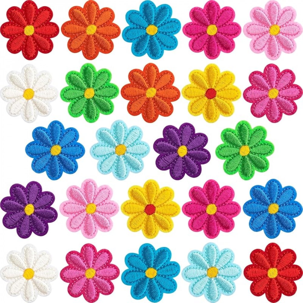 8 PCS Flower Iron on Patches, Daisy Flower Applique Patch, Cute Sew On ...