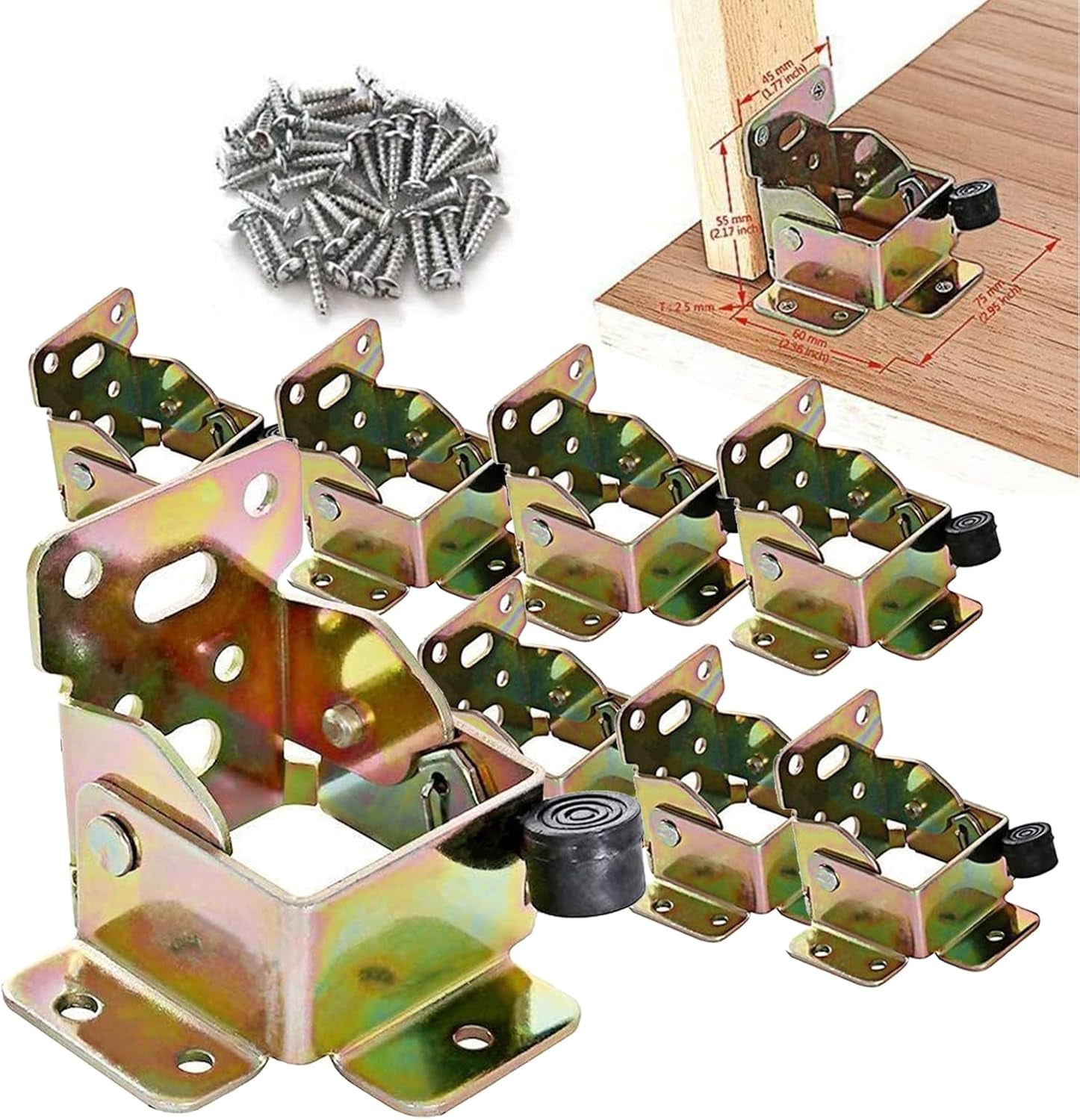8 PCS Folding Bracket, Iron Folding Lock Extension Table Chair Bed Leg ...