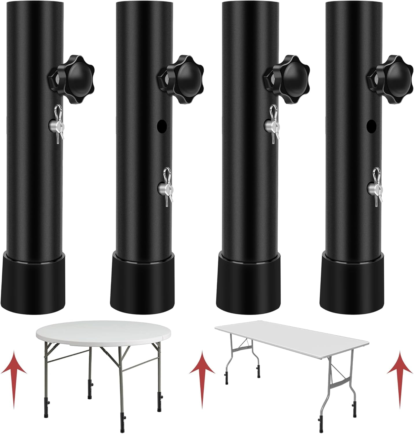 8 PCS Folding Table Leg Extenders, 2 Levels Adjustable Height Folding ...