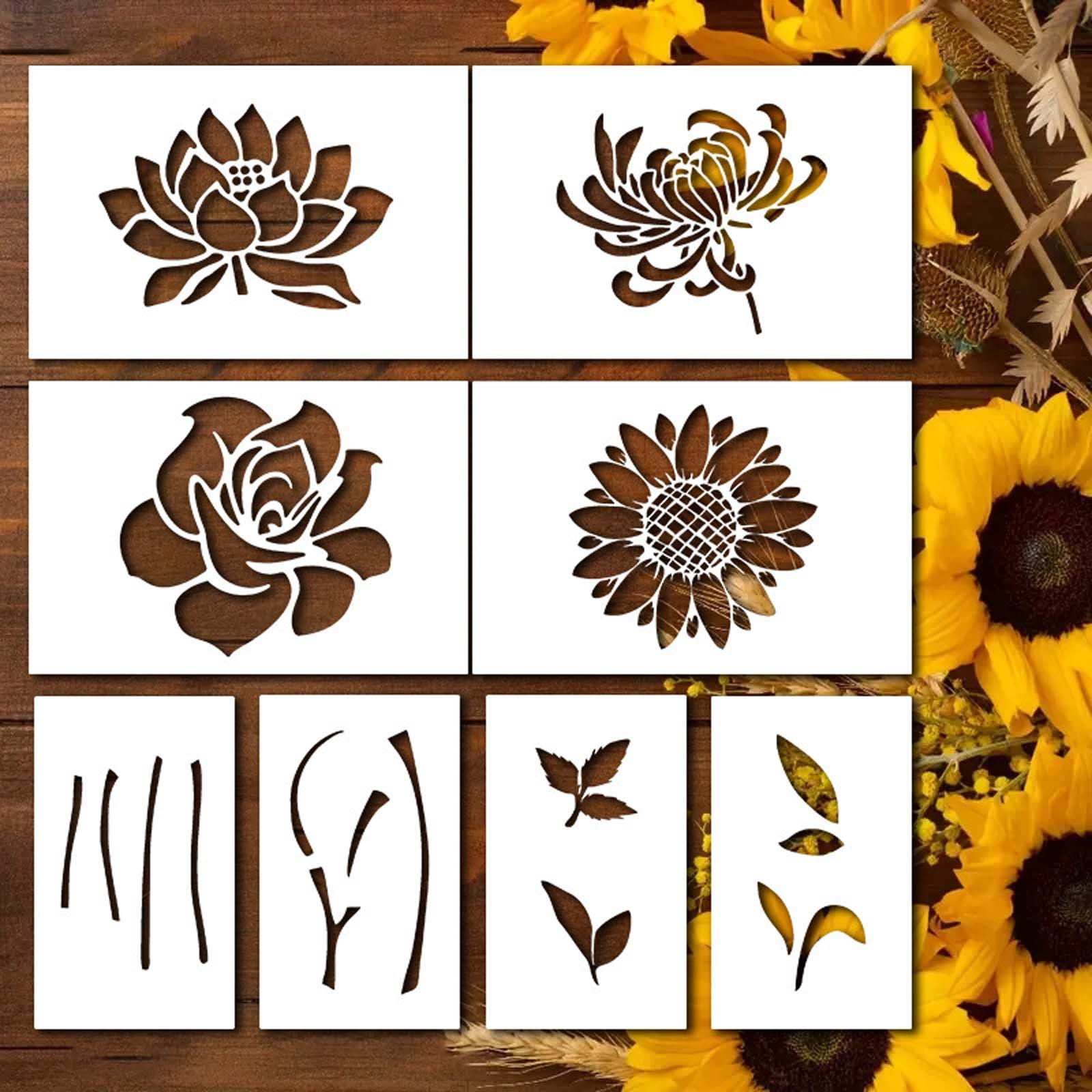 8 PCS Garden Fence Large Flower Stencils,2024 New Giant Reusable Floral Stencil DIY Decoration ...