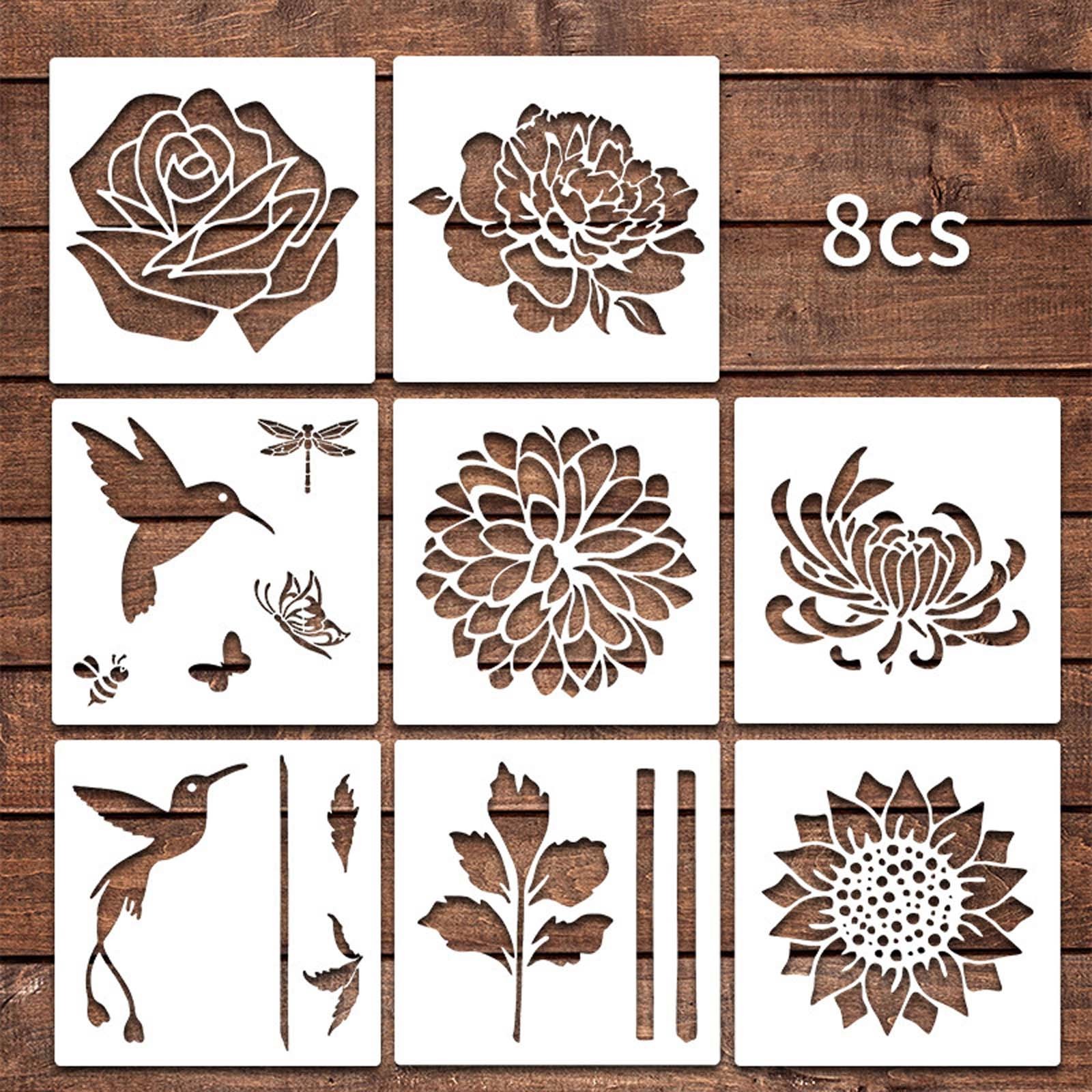 8 PCS Garden Fence Large Flower Stencils,2024 New Giant Reusable Floral Stencil DIY Decoration ...