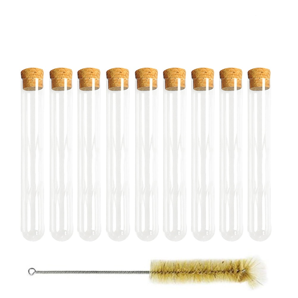8 PCS Glass Clear Test Tubes with Cork Stoppers and Brush for ...