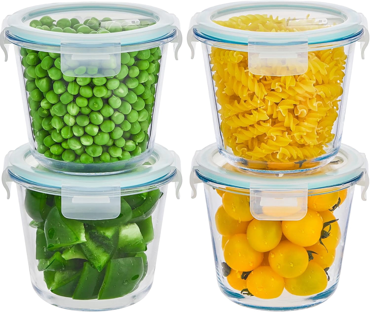 8 PCS Glass Meal Prep Containers with Lids, Airtight 3 Cup Glass ...