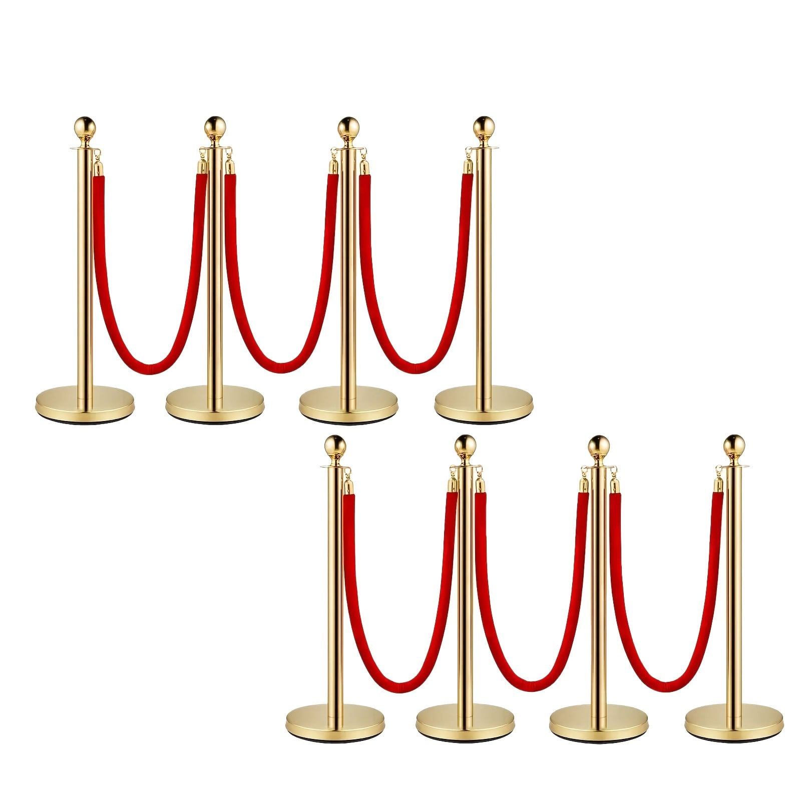 8 PCS Gold Stanchions with Red Velvet Ropes-Red Carpet Party Crowd ...