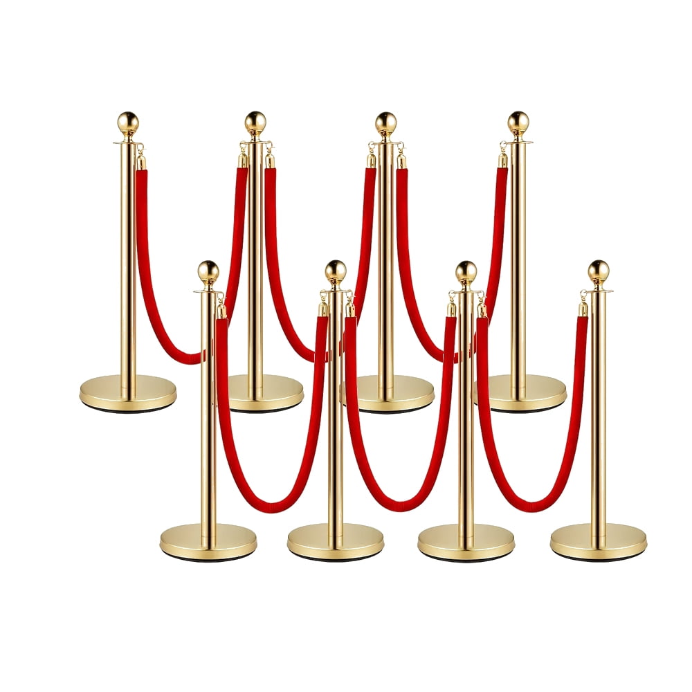 8 PCS gold stanchions and red velvet ropes,6 Red Velvet Ropes and Posts ...