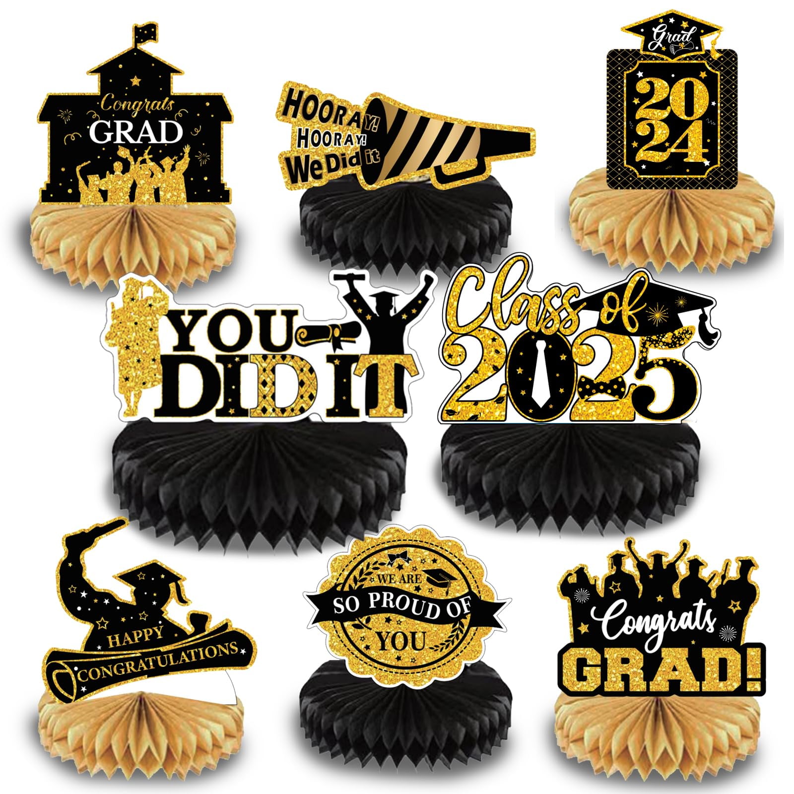 8 PCS Graduation Honeycomb STF9 Table Toppers for Graduation Party ...