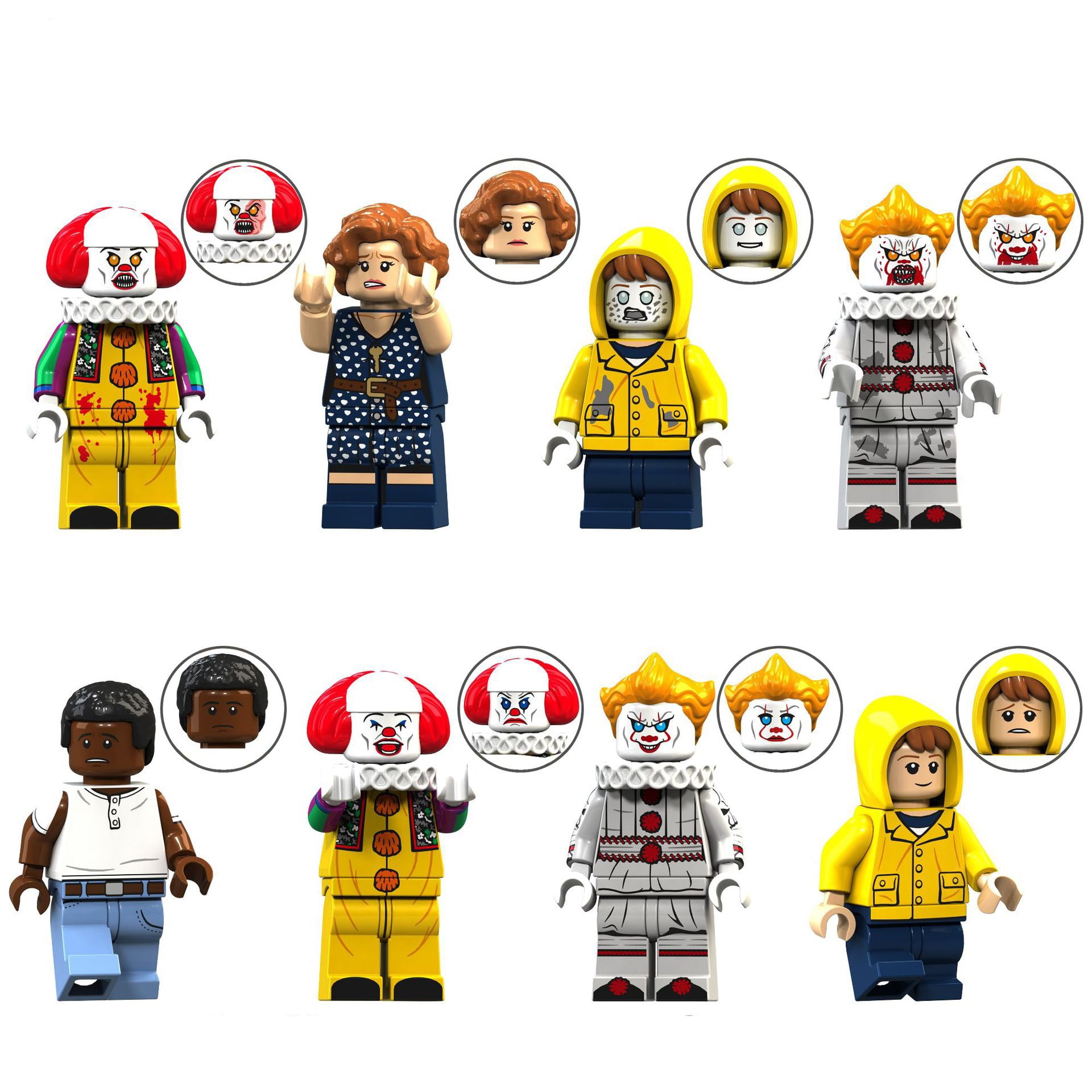 8 PCS Halloween Action Figures Building Blocks Toys, 1.77 inch Horror ...