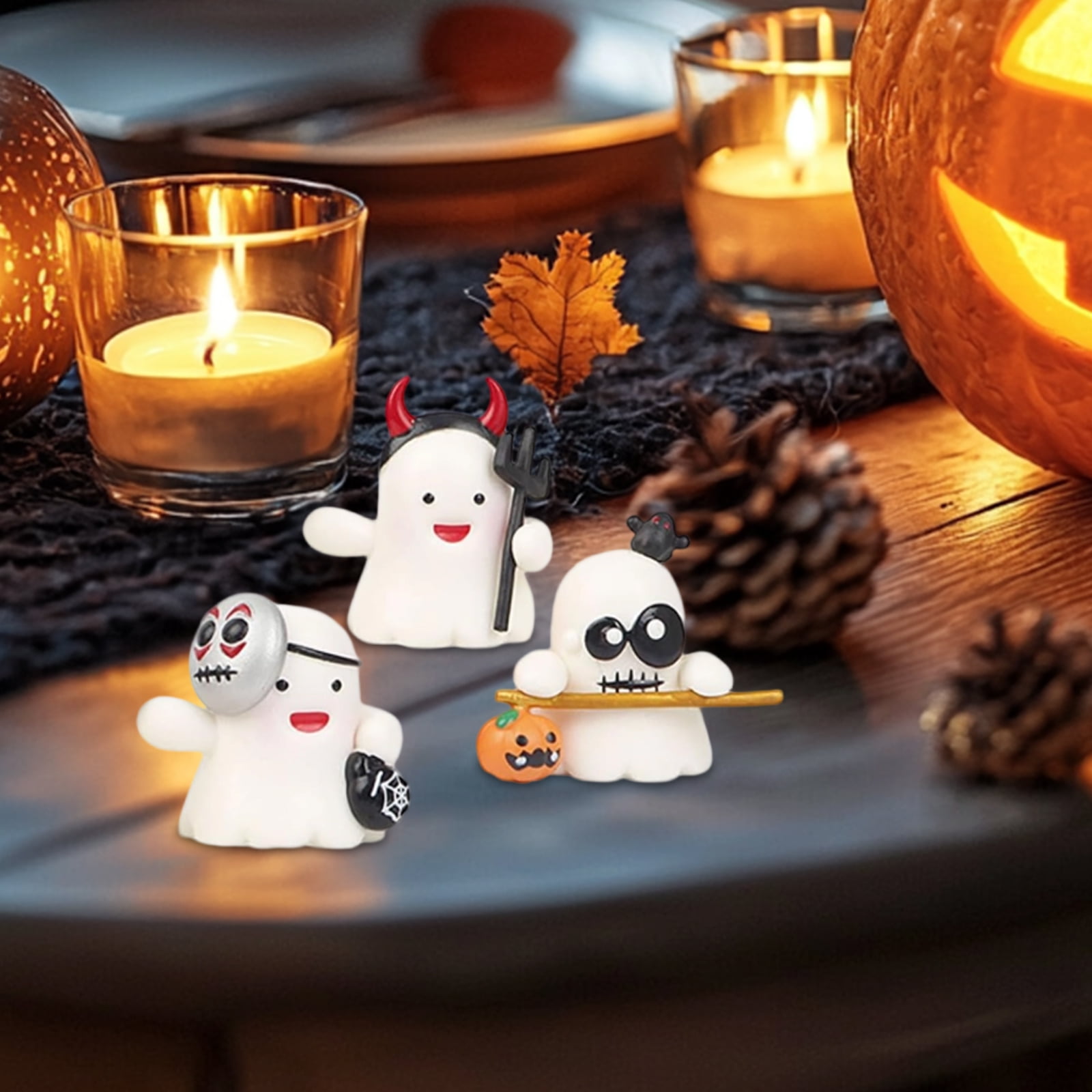 8 PCS Halloween Miniature Figurines Cute Mini Resin Pumpkin Vampire ...