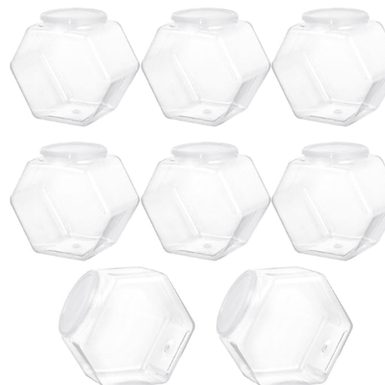 8 PCS Hexagon Plastic Jars, Clear Cookie Jars with Lids, Candy Jars ...