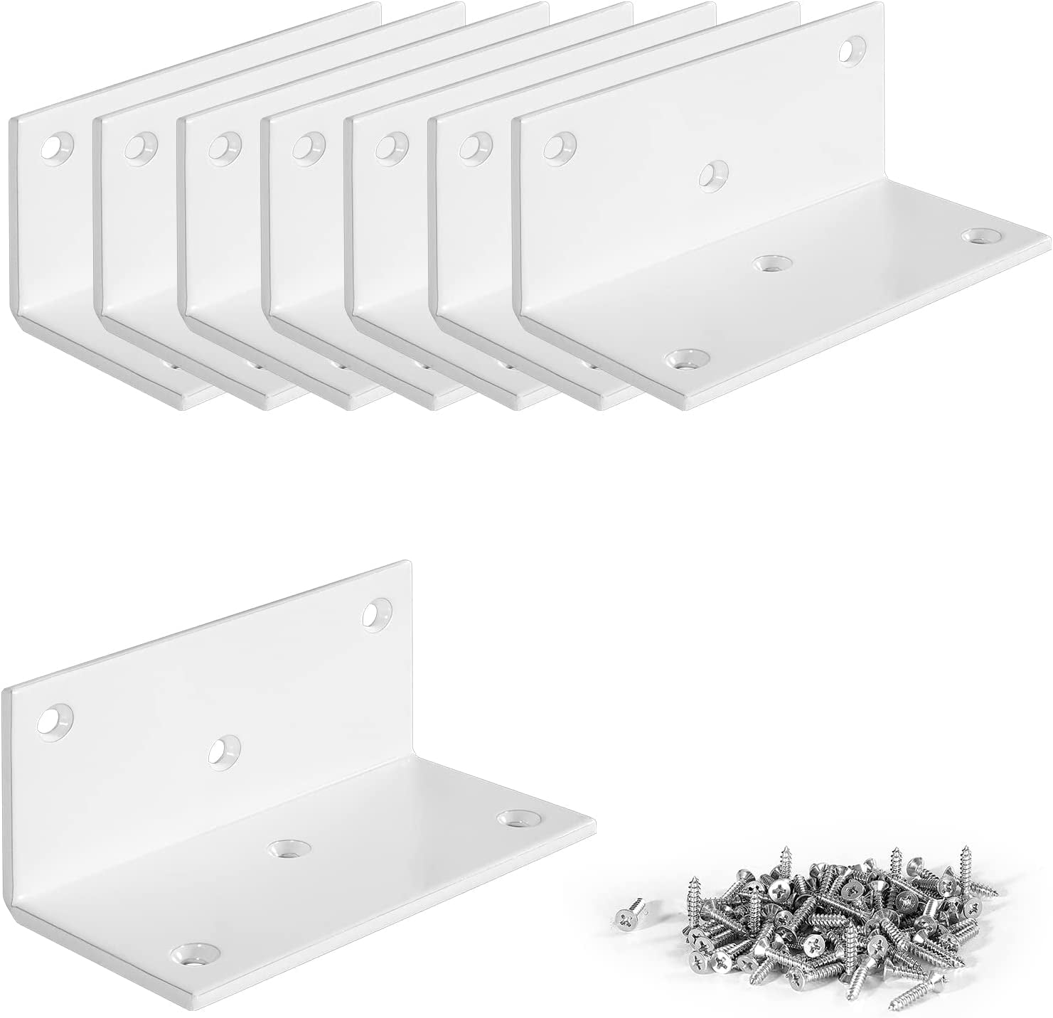 8 PCS Iron 4 Inch L Right Angle Bracket with Screws, 4" x 2" x 2" Metal ...