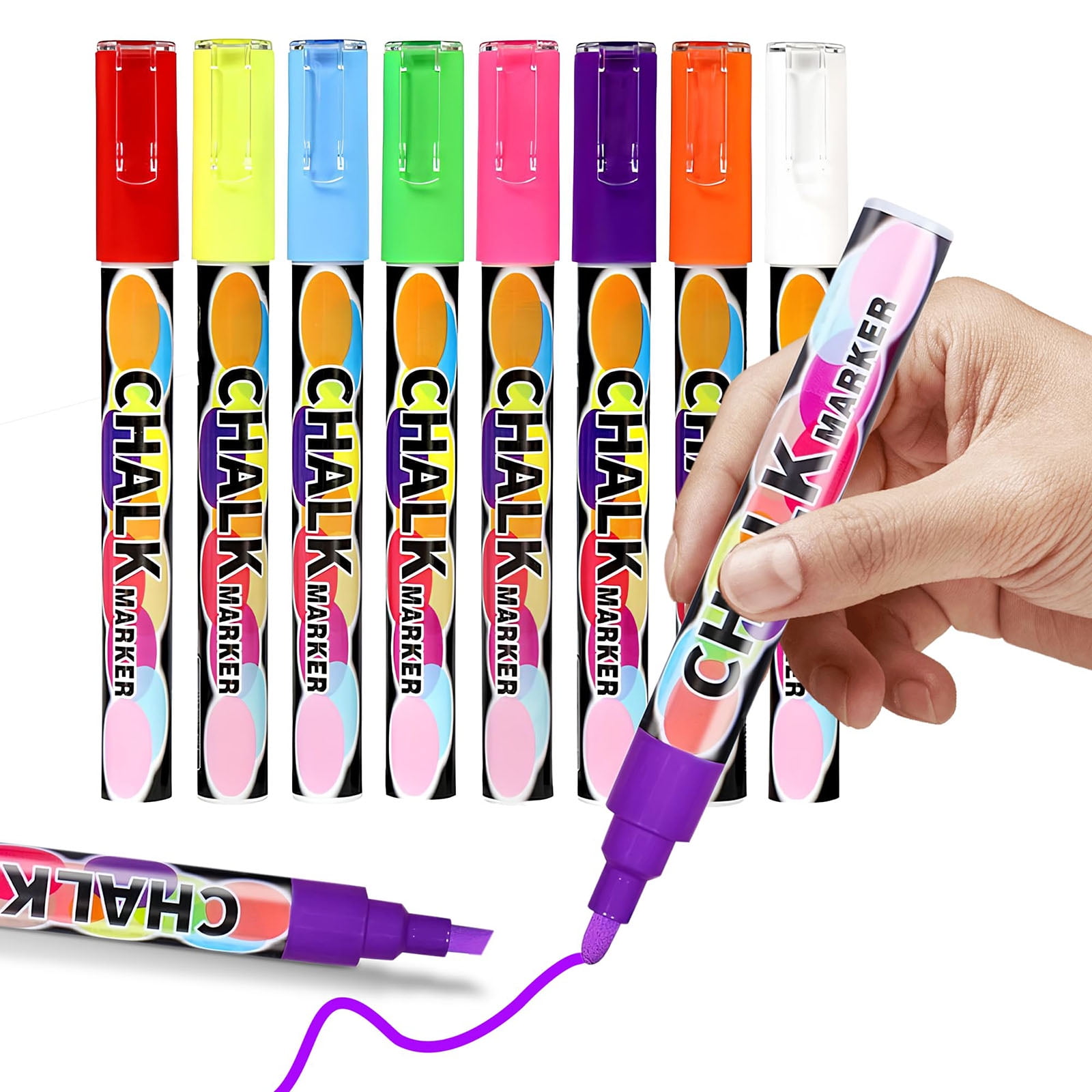 8 PCS Liquid Chalk Markers Wet & Dry Erase Marker Pens Water-based ...