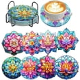 8 PCS Lotus Diamond Art Coasters Kits, Diamond Painting Coasters with ...