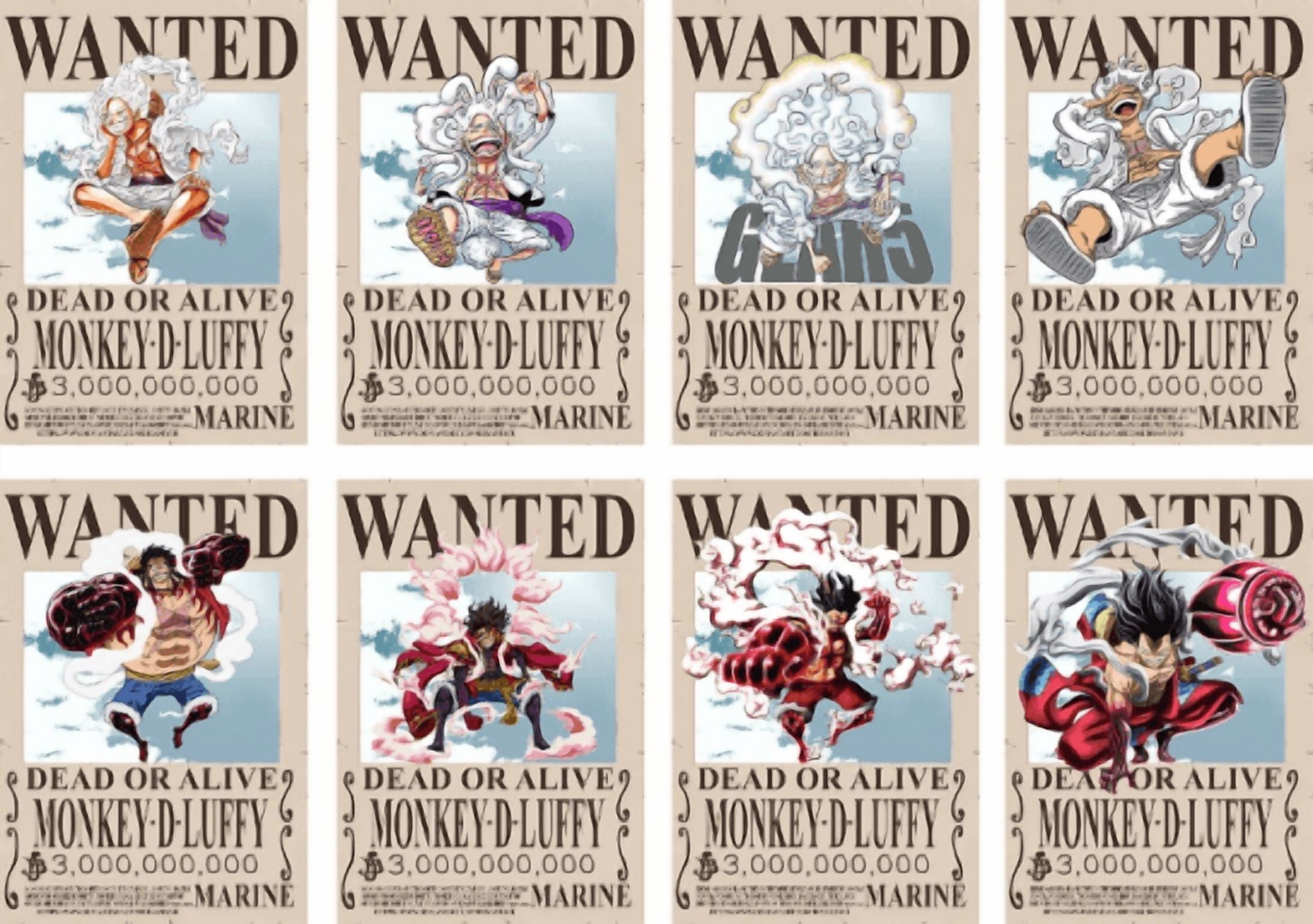 8 PCS Luffy Posters Anime Wall Collage Kit Manga Decor Live Room ...