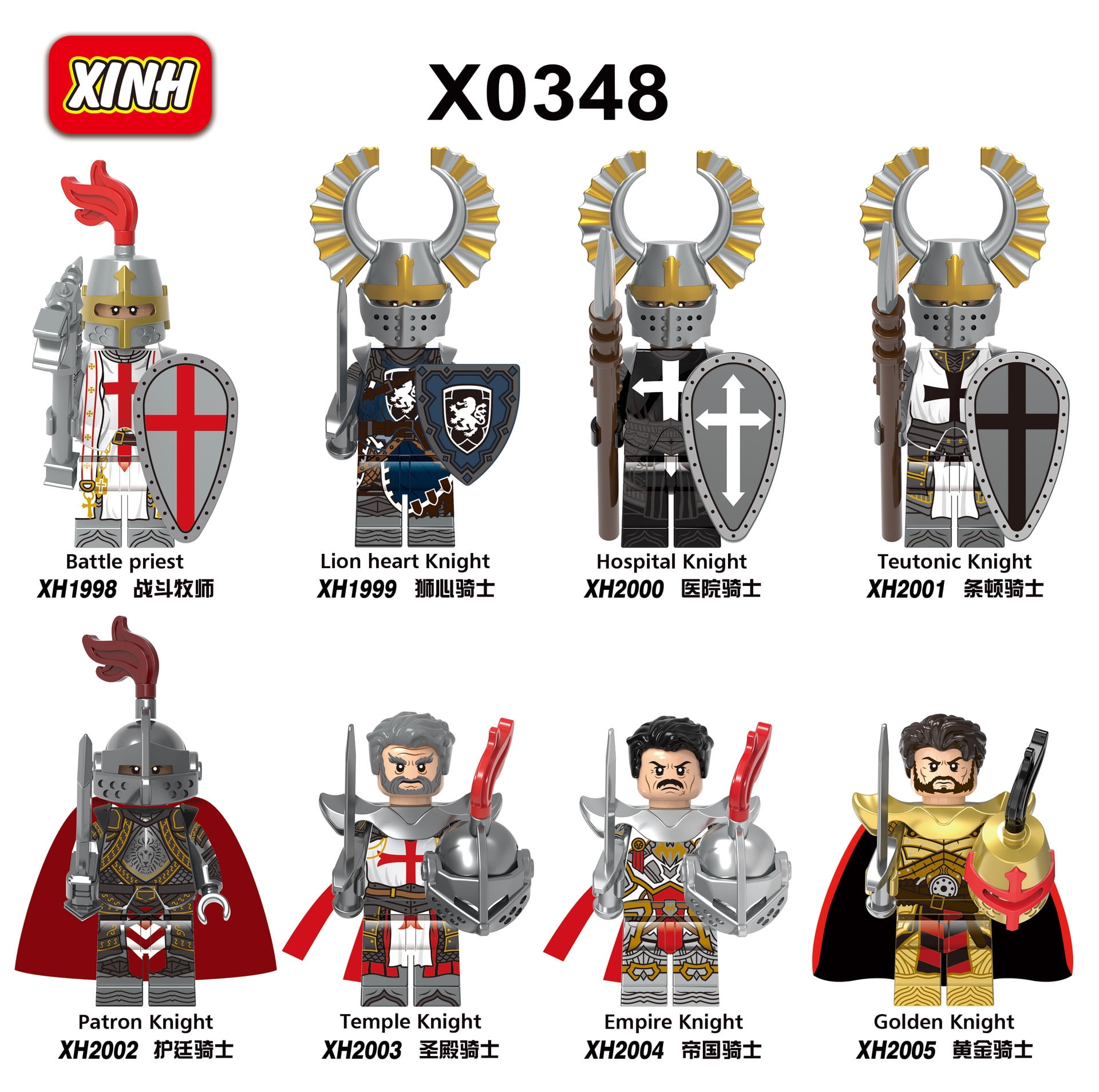 8 PCS Medieval Knights Series Templar Empire Knights Building Block ...