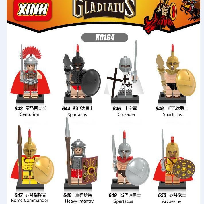 8 PCS Medieval Soldier Series Minifigures Set，Centurion Spartacus ...