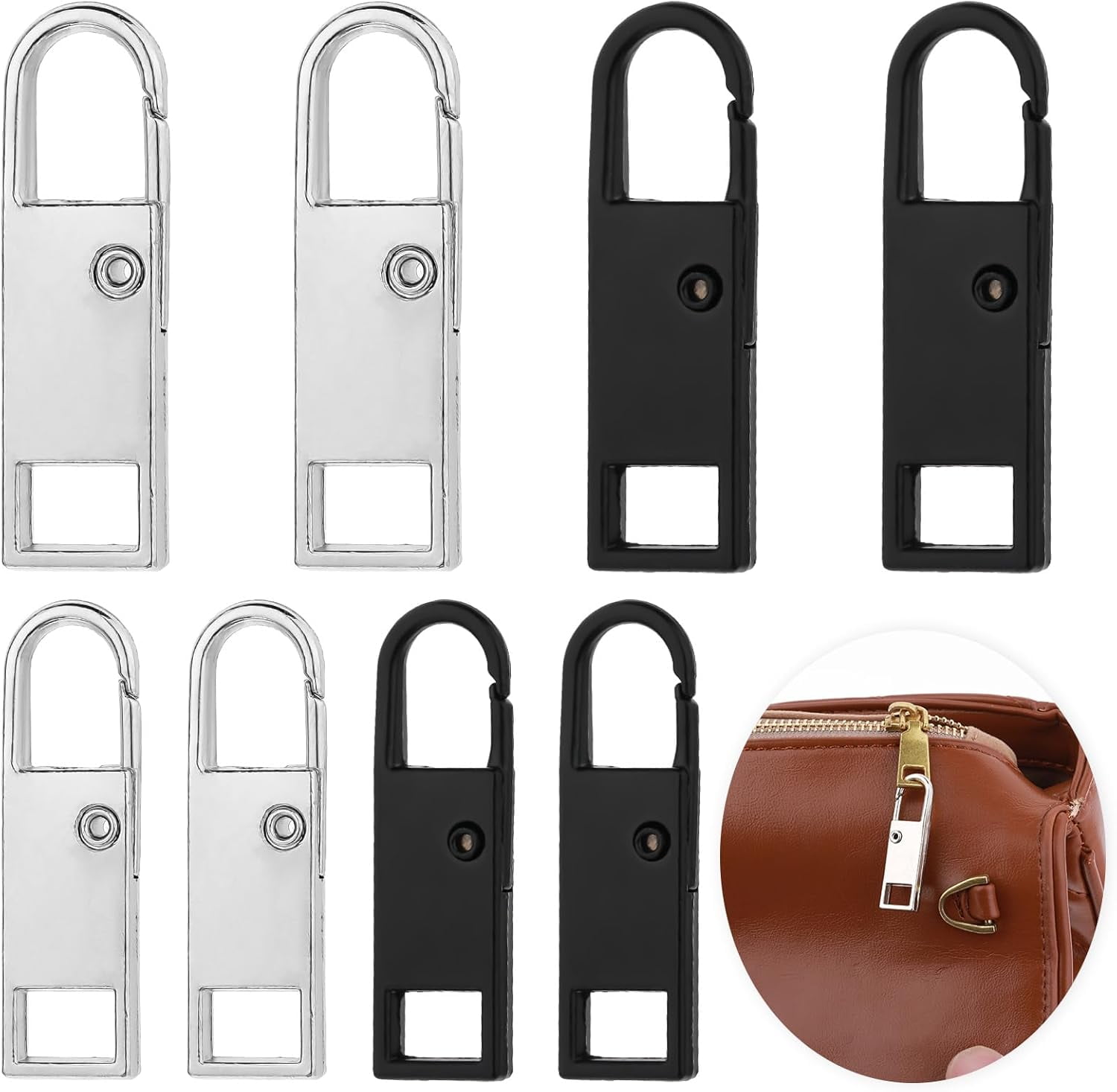 8 PCS Metal Replacement Zipper Pull, 2 Sizes Detachable Luggage Zipper ...