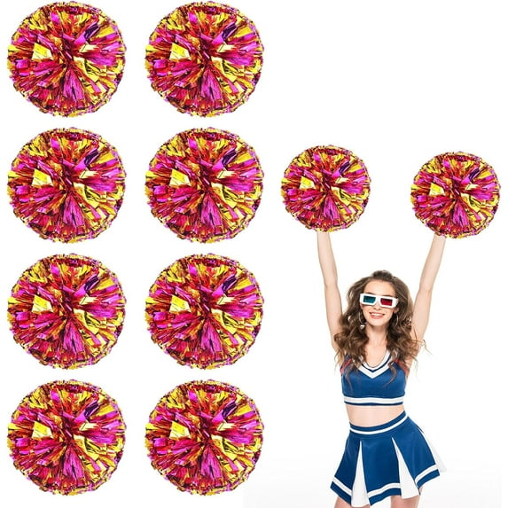 8 PCS Metallic Cheerleading Pom Pom for Team Spirit Sports Dance ...