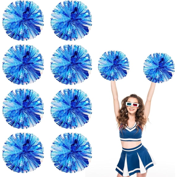 8 PCS Metallic Cheerleading Pom Pom for Team Spirit Sports Dance ...