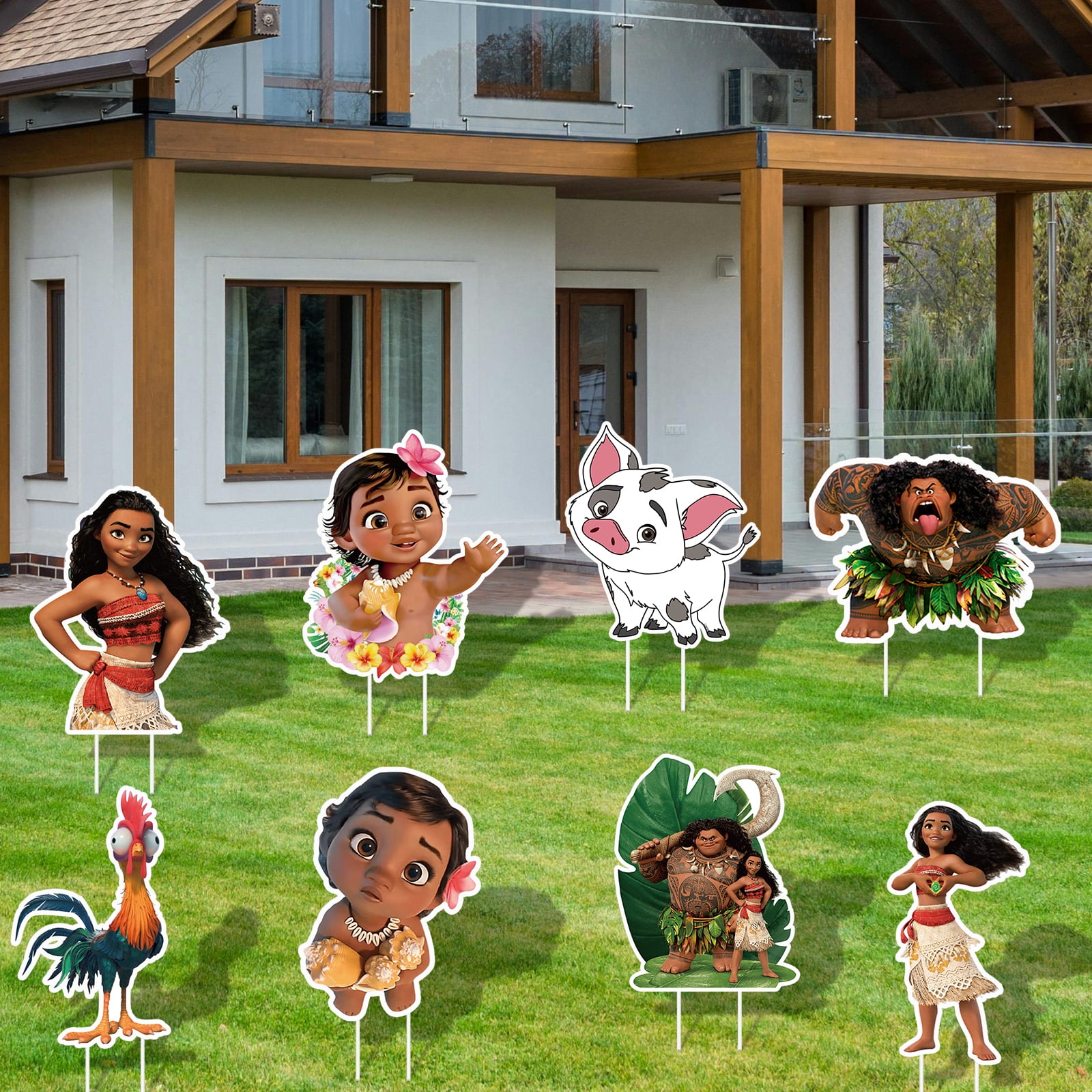 AURSWIF 8 PCS Moana Birthday Yard Signs, Party Supplies Decorations ...