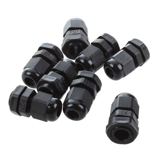8 PCS PG7 Black Plastic Waterproof Cable Gland Connector 3-6.5mm - Walmart.com