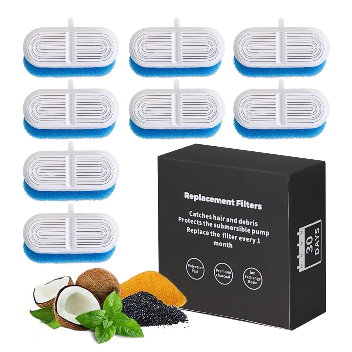 8 PCS Pet Water Fountain Filters, Three-layer Filtration System ...