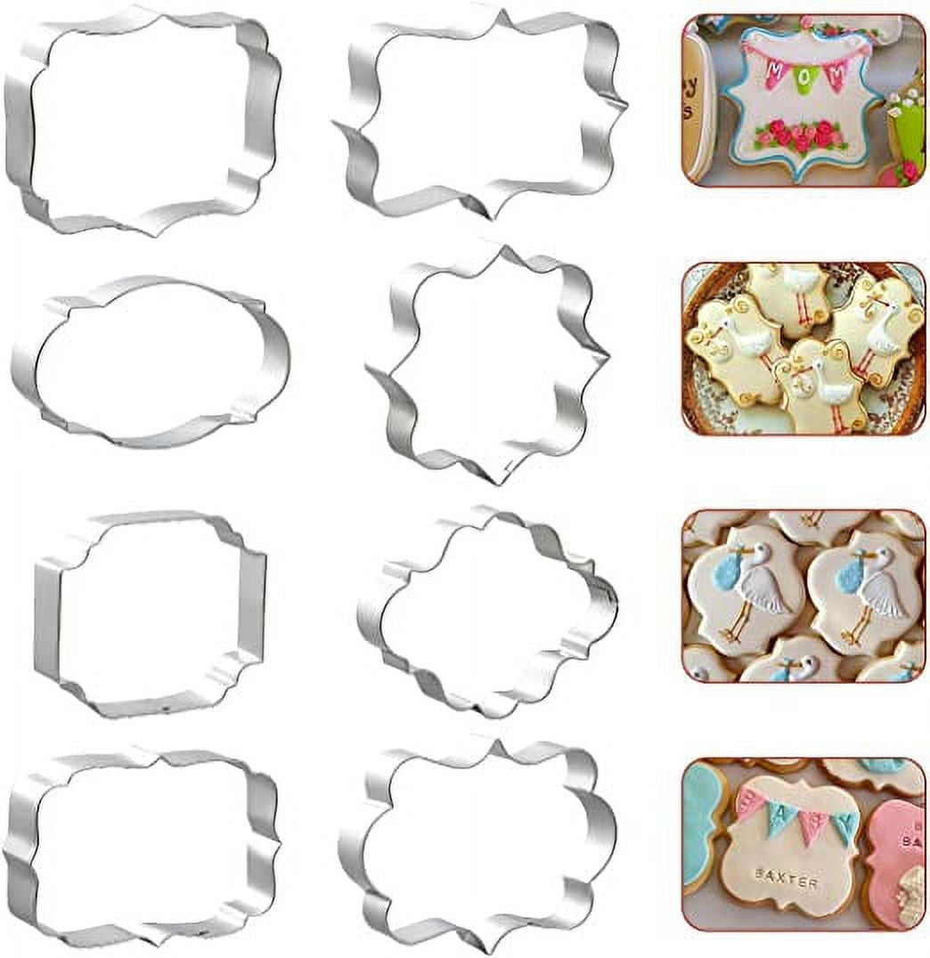 8 PCS Plaque Cookie Cutter Frame Shapes Sugar Sign Cookie Cutters Name ...