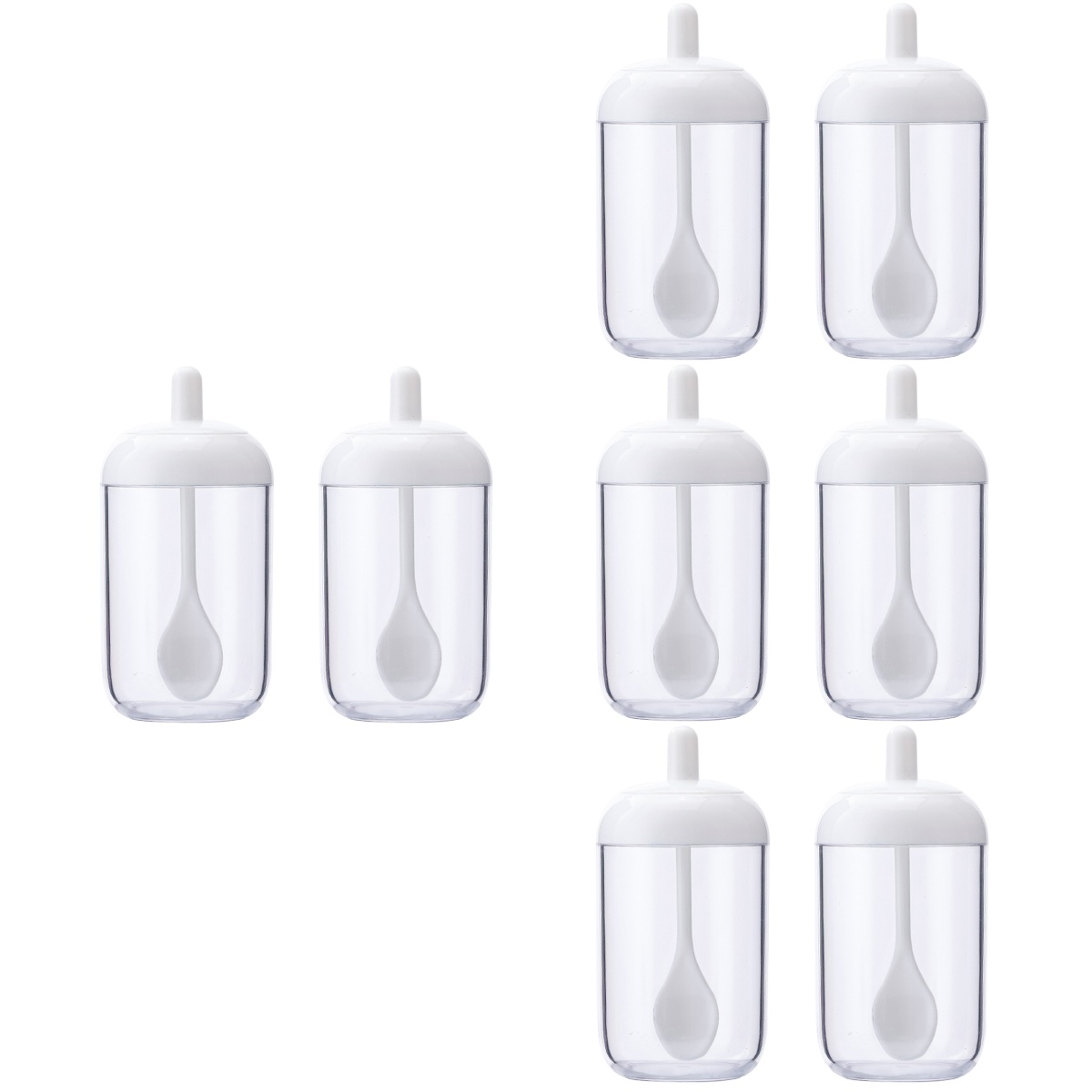 8 PCS Plastic Containers Condiment Jars with Lids and Spoons Kitchen ...