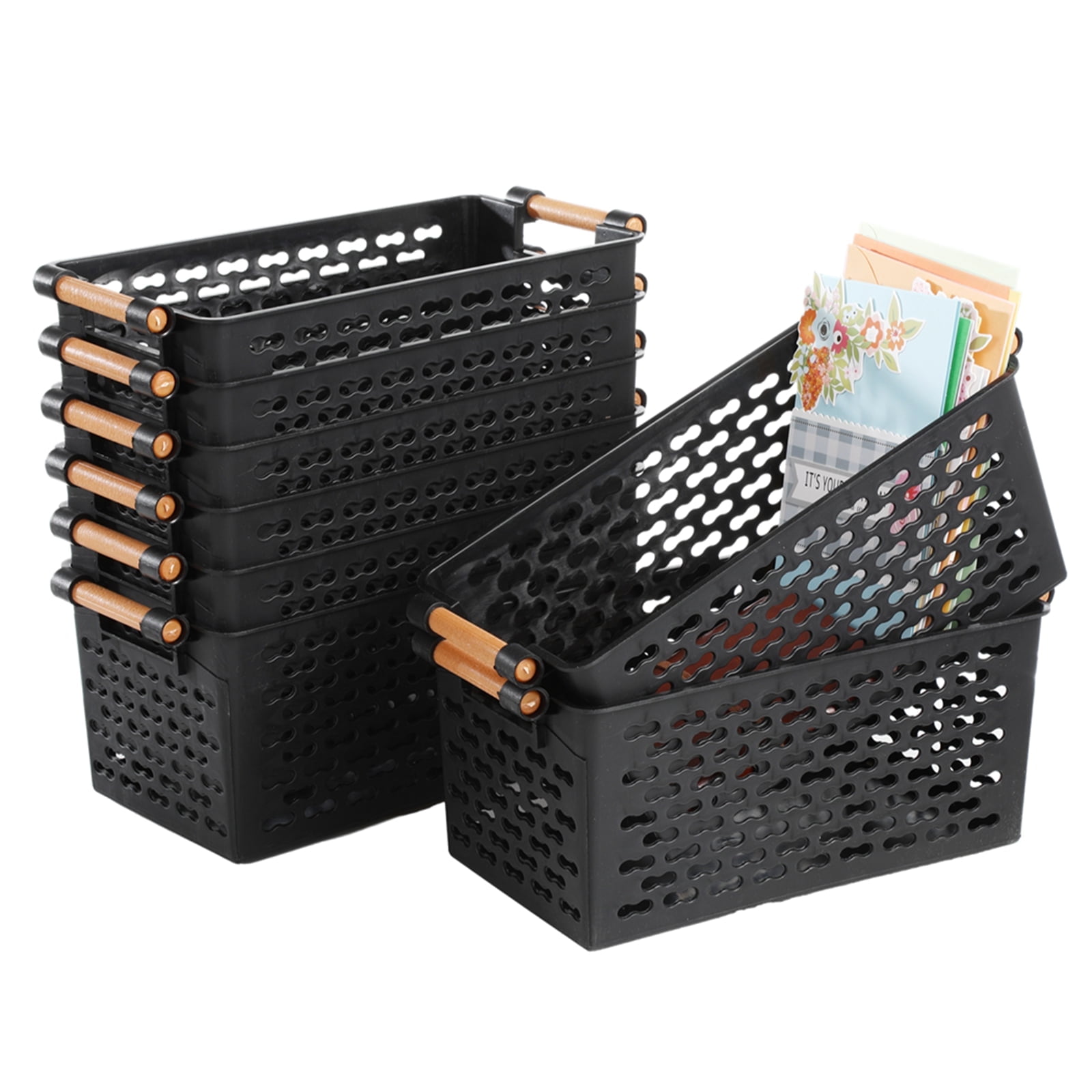 8 PCS Plastic Storage Baskets, 12 x 6 x 5 Inches Plastic Basket for ...
